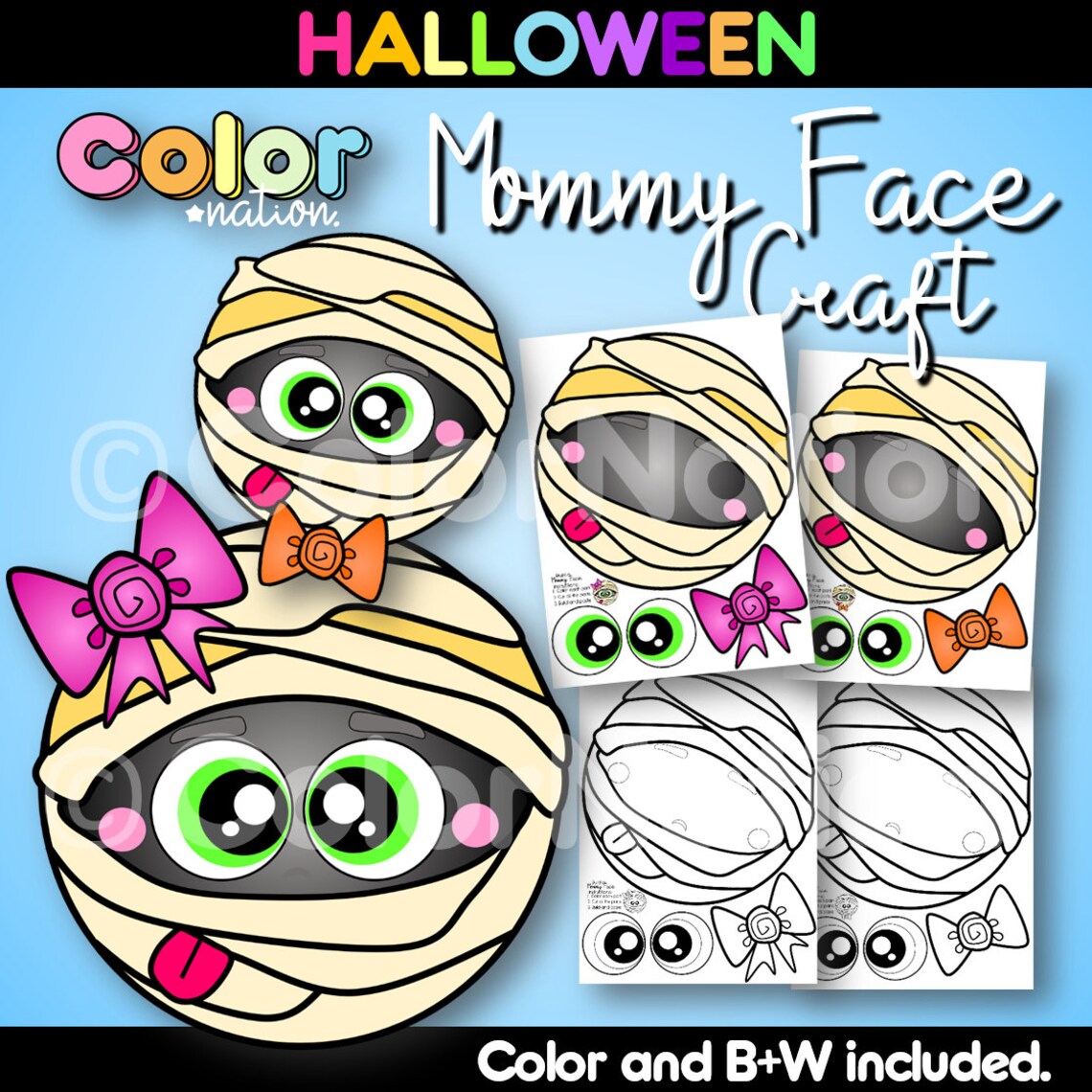 Mummy Face Craft | Halloween Bulletin Board | October Kindergarten ...
