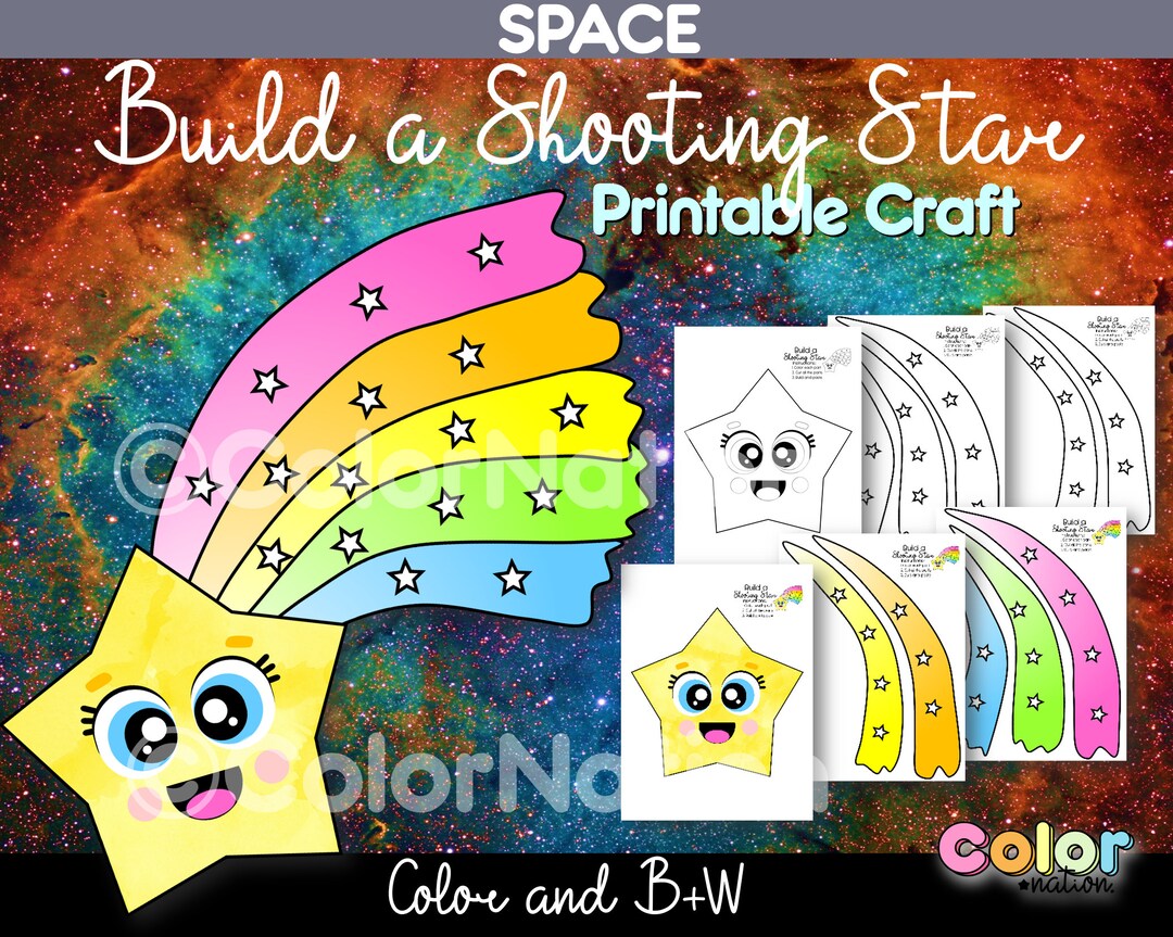 Build a Shooting Star Printable Craft - Outer Space Coloring Pages - Etsy