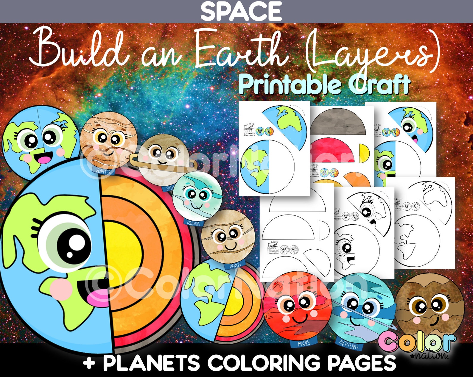 Build Earth's Layers Printable Craft + Planets Coloring Pages - Solar ...