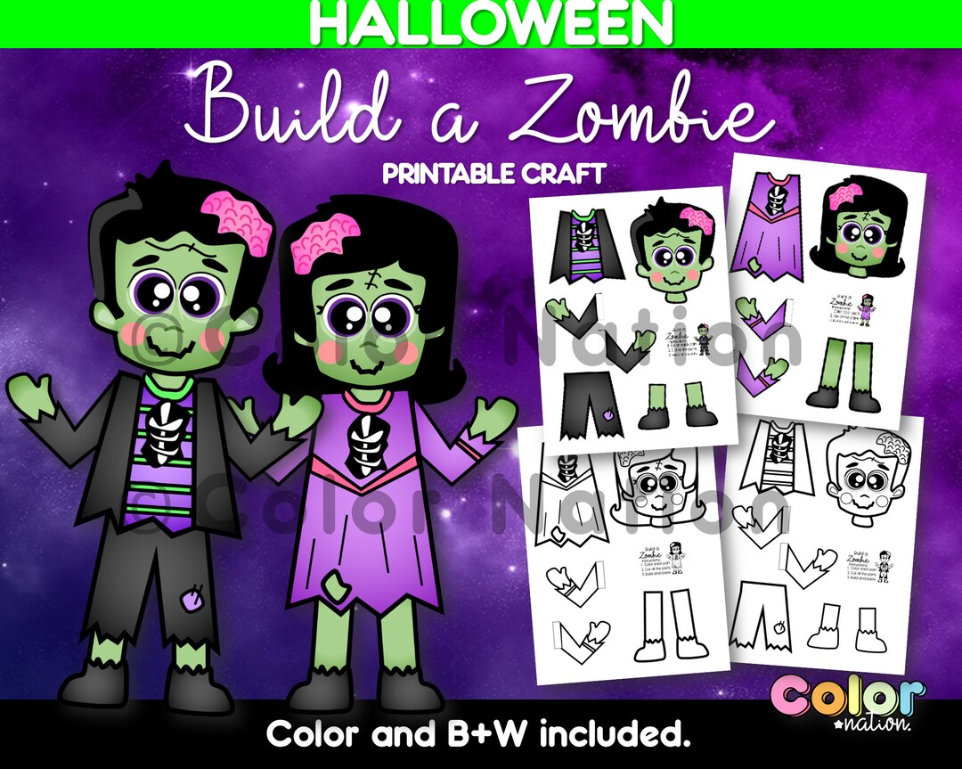 Build a Zombie Printable Craft, Halloween Activity (PDF) - Etsy UK