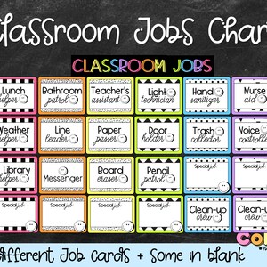 Classroom Jobs Chart, Cards Classroom Management Classroom Decor Back ...