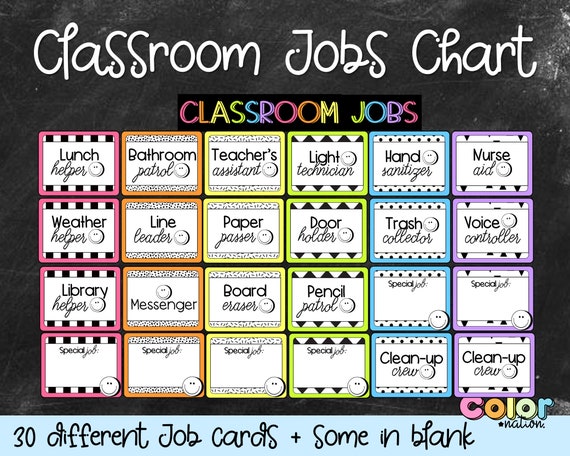 Classroom Jobs Chart Cards Classroom Management Classroom - Etsy