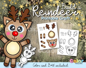 Printable Reindeer Craft - Etsy