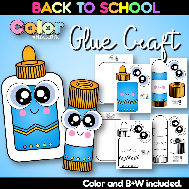 Back to School Glue Stick Craft Kindergarten Bulletin Board Activity ...