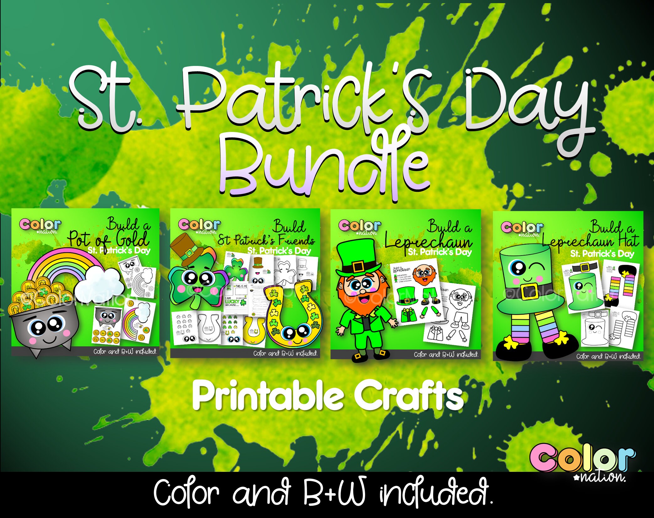 St. Patrick's Day BUNDLE of Printable Craft's March - Etsy