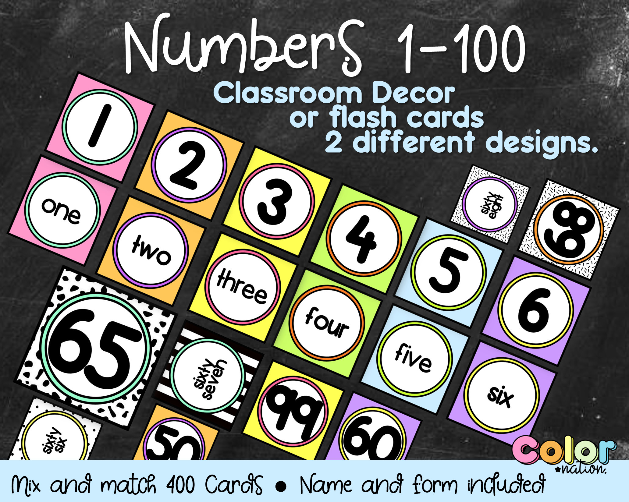 Numbers 1-100 Flash Cards | Math Classroom Decor | Numbers Name and ...