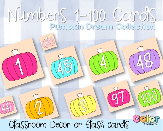 Numbers 1-100 Flash Cards Math Classroom Decor Numbers - Etsy