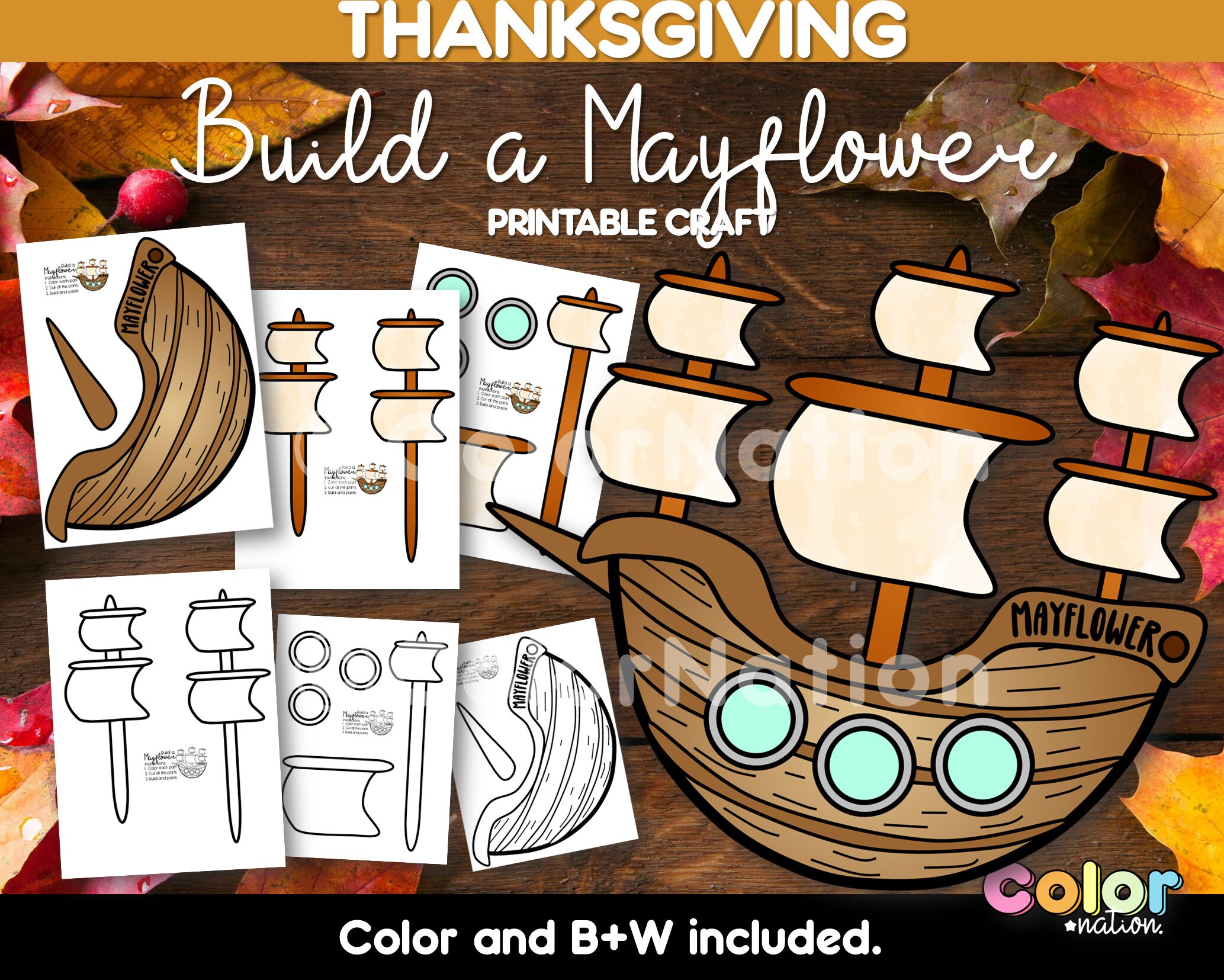 Build a Mayflower Craft - Thanksgiving - Autumn Activity - Fall Craft ...