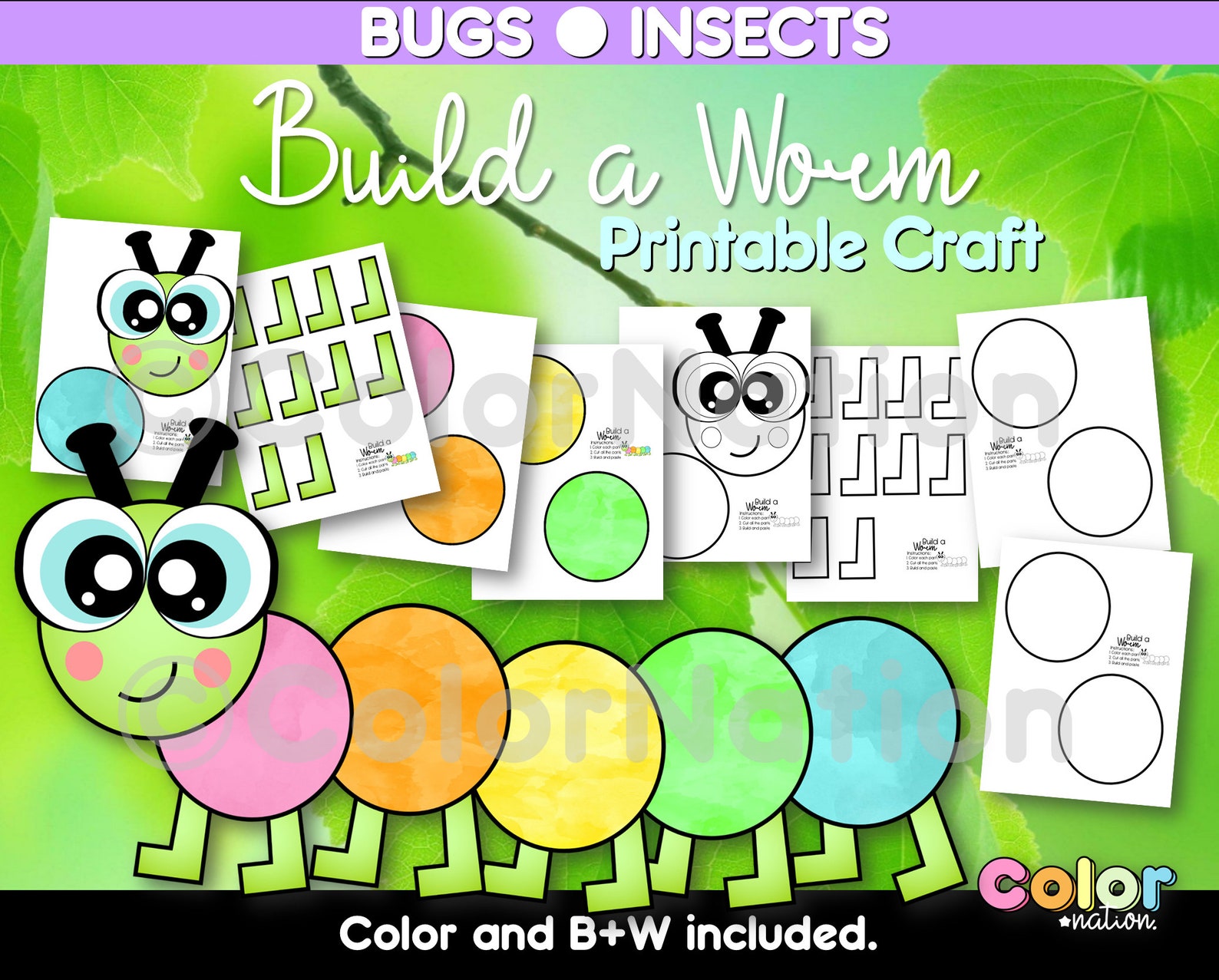 Build a Worm Craft - Bugs and Insects Activities - Spring Crafts - Etsy