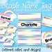 Pastel Rainbow Student Name Tags: Editable Classroom Decor - Etsy