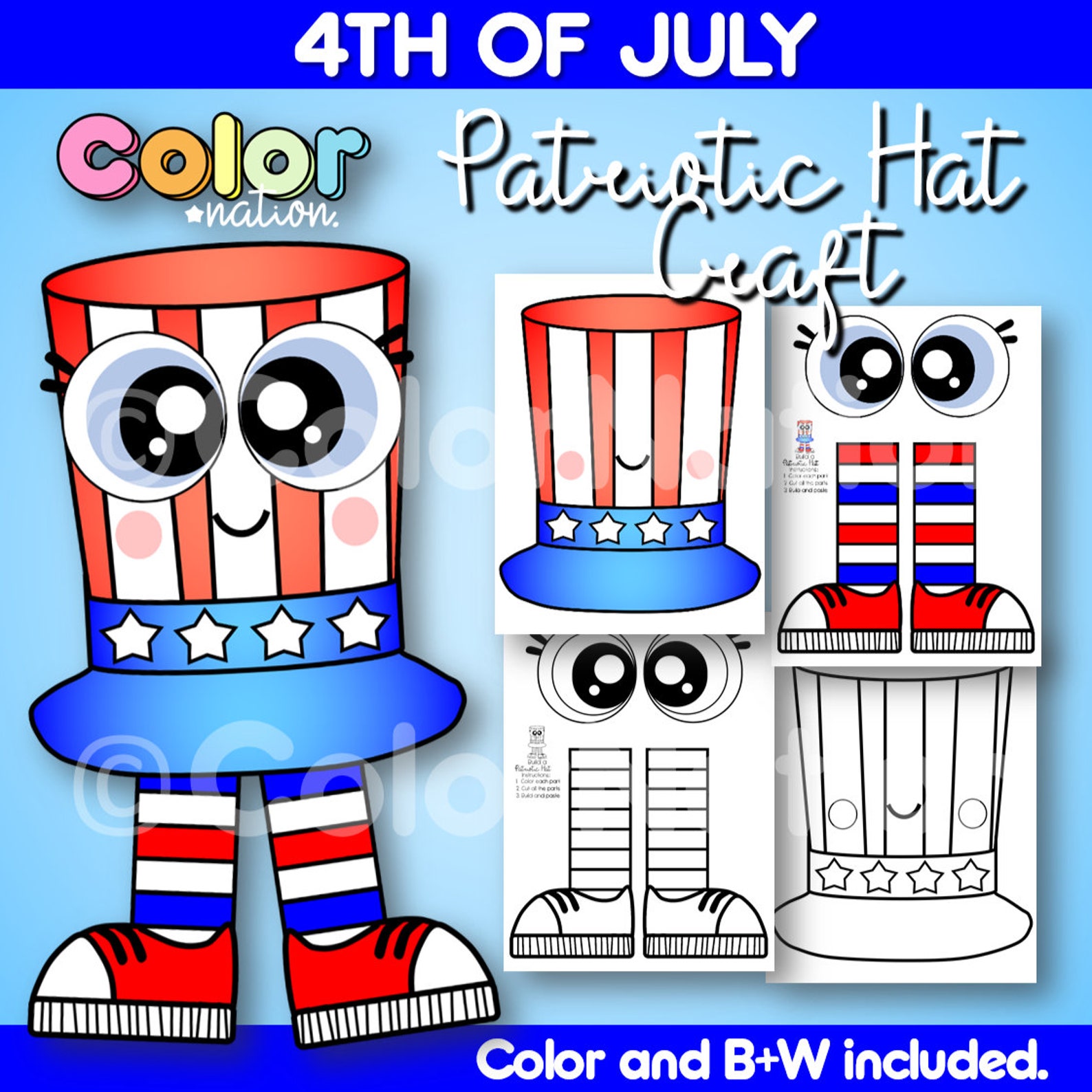 4th of July Patriotic Hat Craft US Activities Symbols President's Day ...