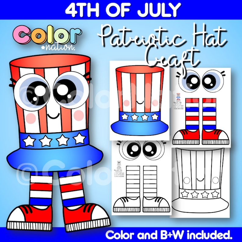4th of July Patriotic Hat Craft US Activities Symbols President's Day ...