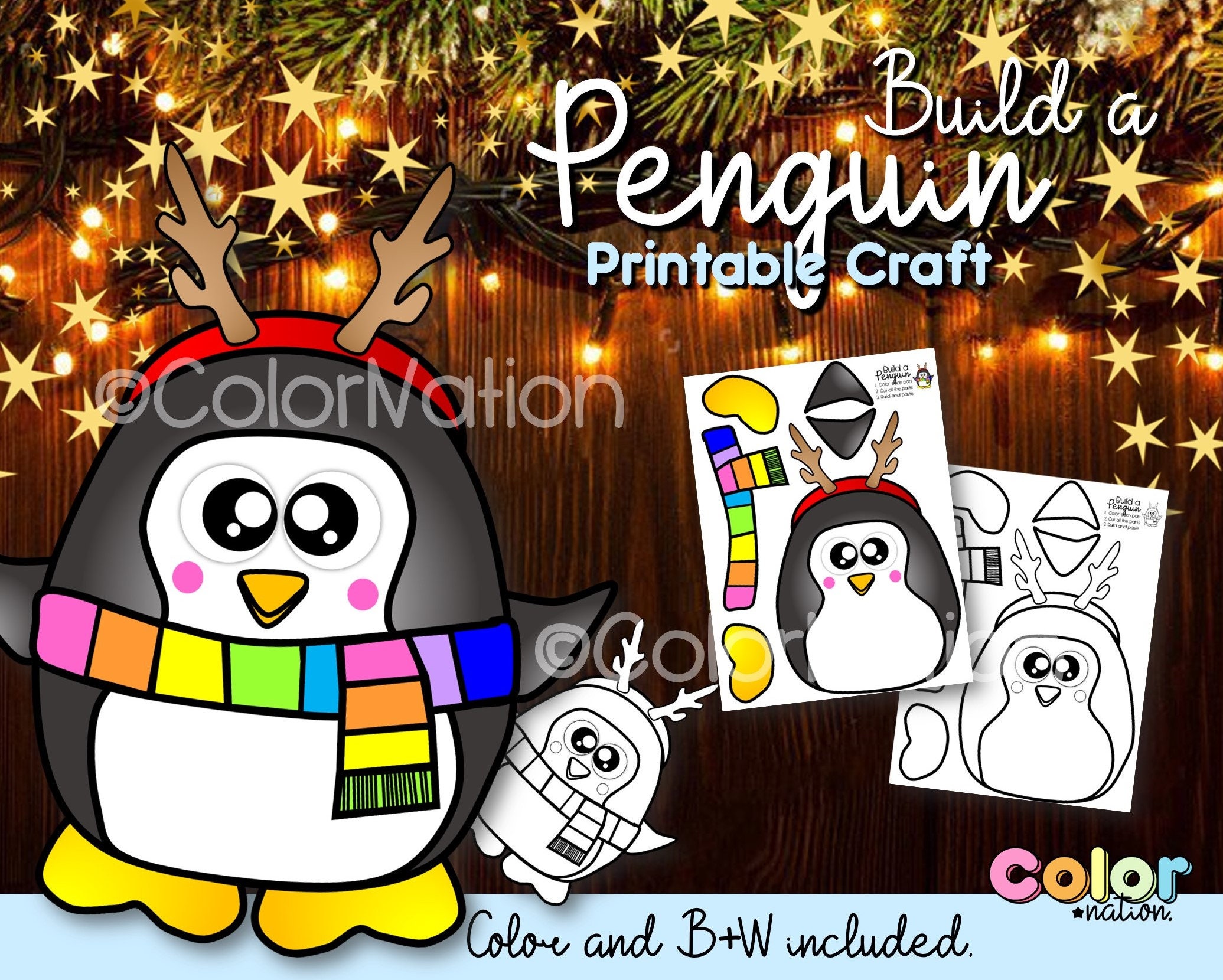 Build a Penguin Printable Craft Christmas Activity Chistmas - Etsy