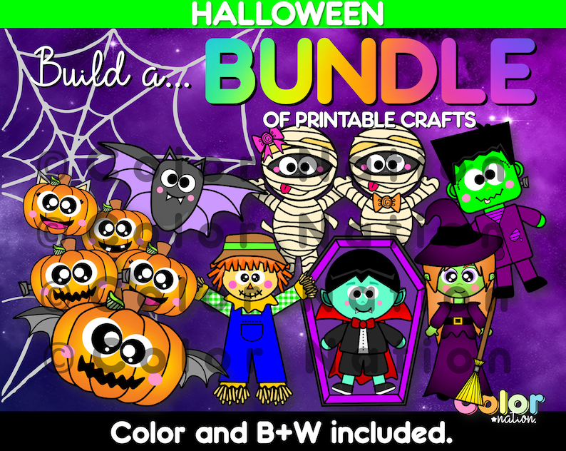 Halloween BUNDLE of Printable Crafts, October, Spooky Crafts, Trick Ot ...