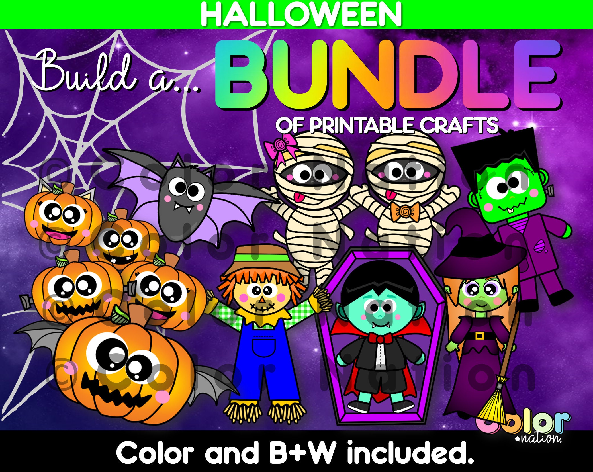 Halloween BUNDLE of Printable Crafts, October, Spooky Crafts, Trick Ot ...