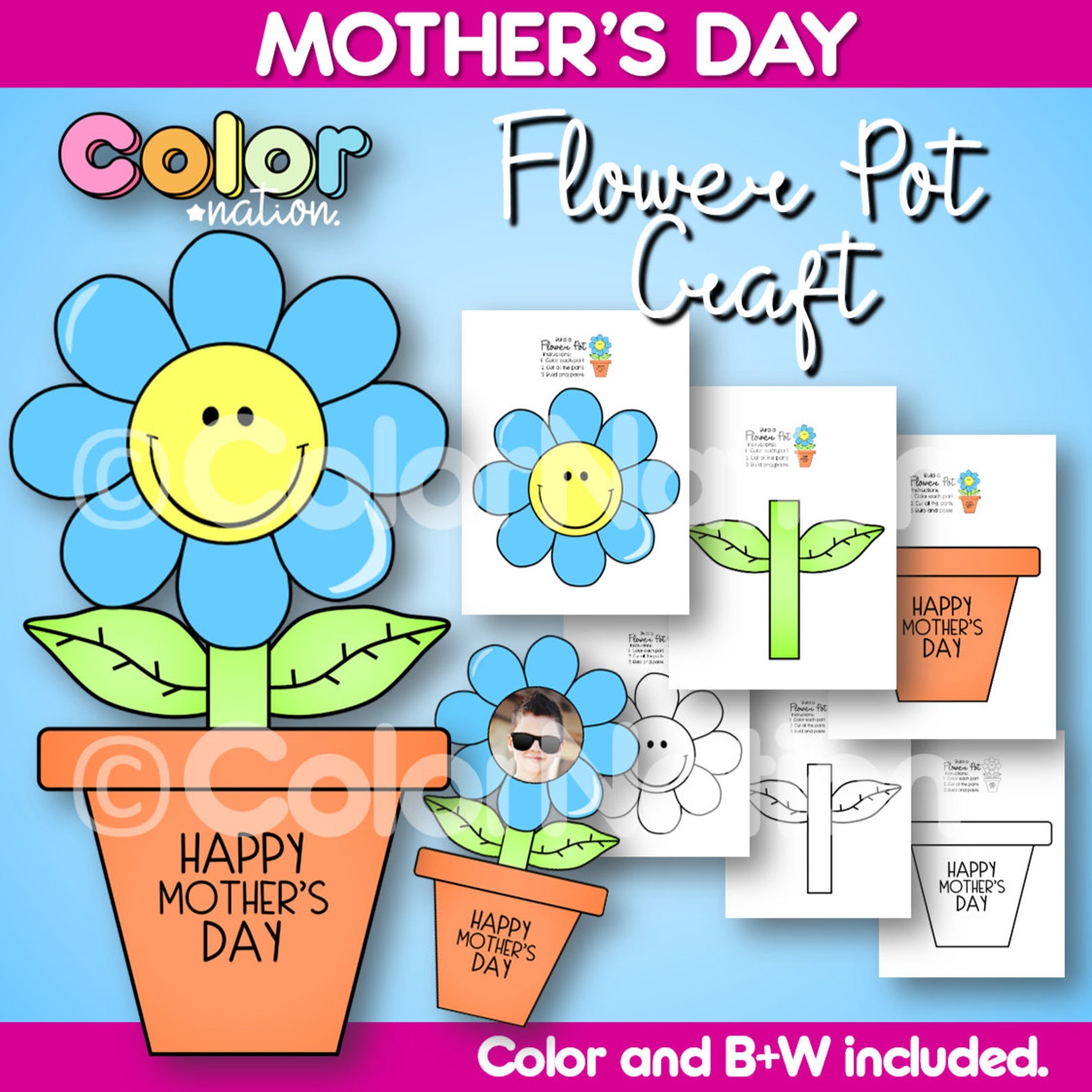 Mother's Day Craft Flower Pot Spring Activities Preschool Gift for Mom ...
