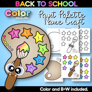 Back to School Paint Palette Name Craft Kindergarten Bulletin Board ...