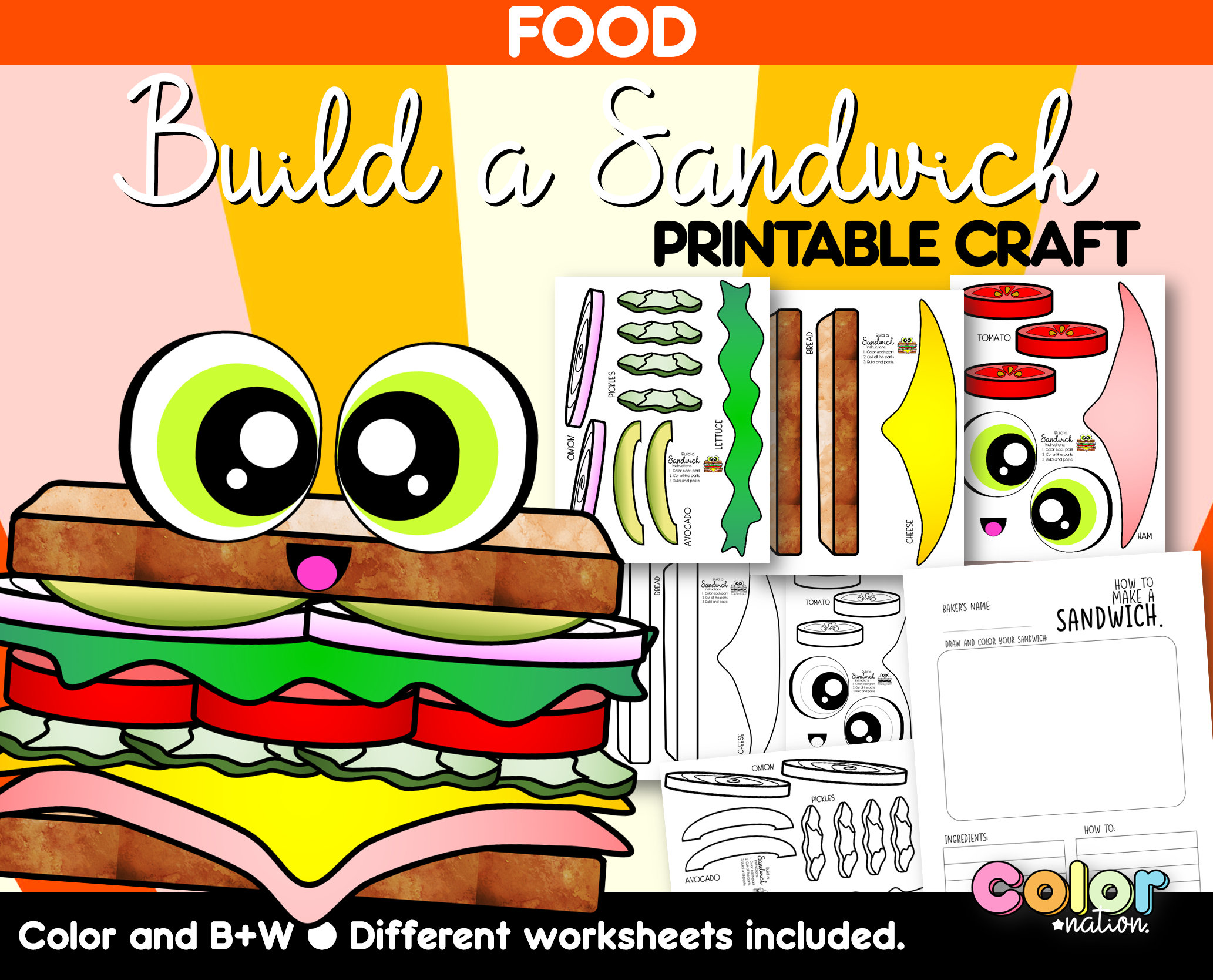 Build a Sandwich Printable Craft - Food Craft - Chef for a Day - Summer ...
