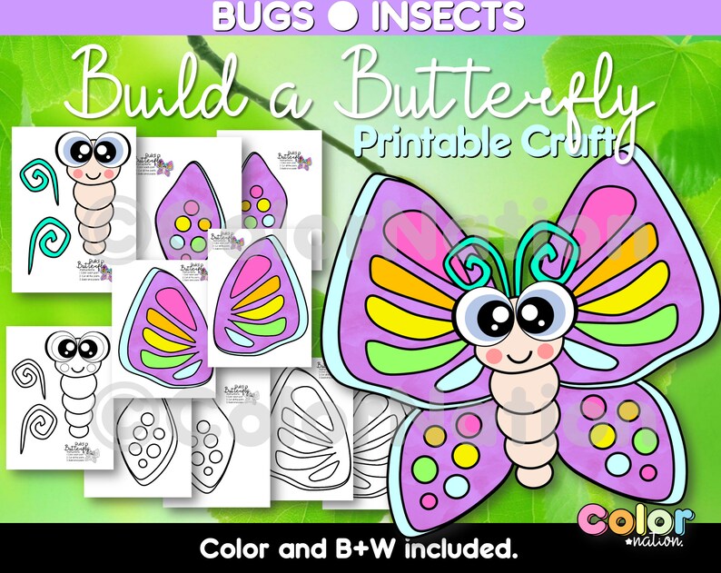 Bugs and Insects Crafts Bundle: Spring Coloring Pages - Etsy