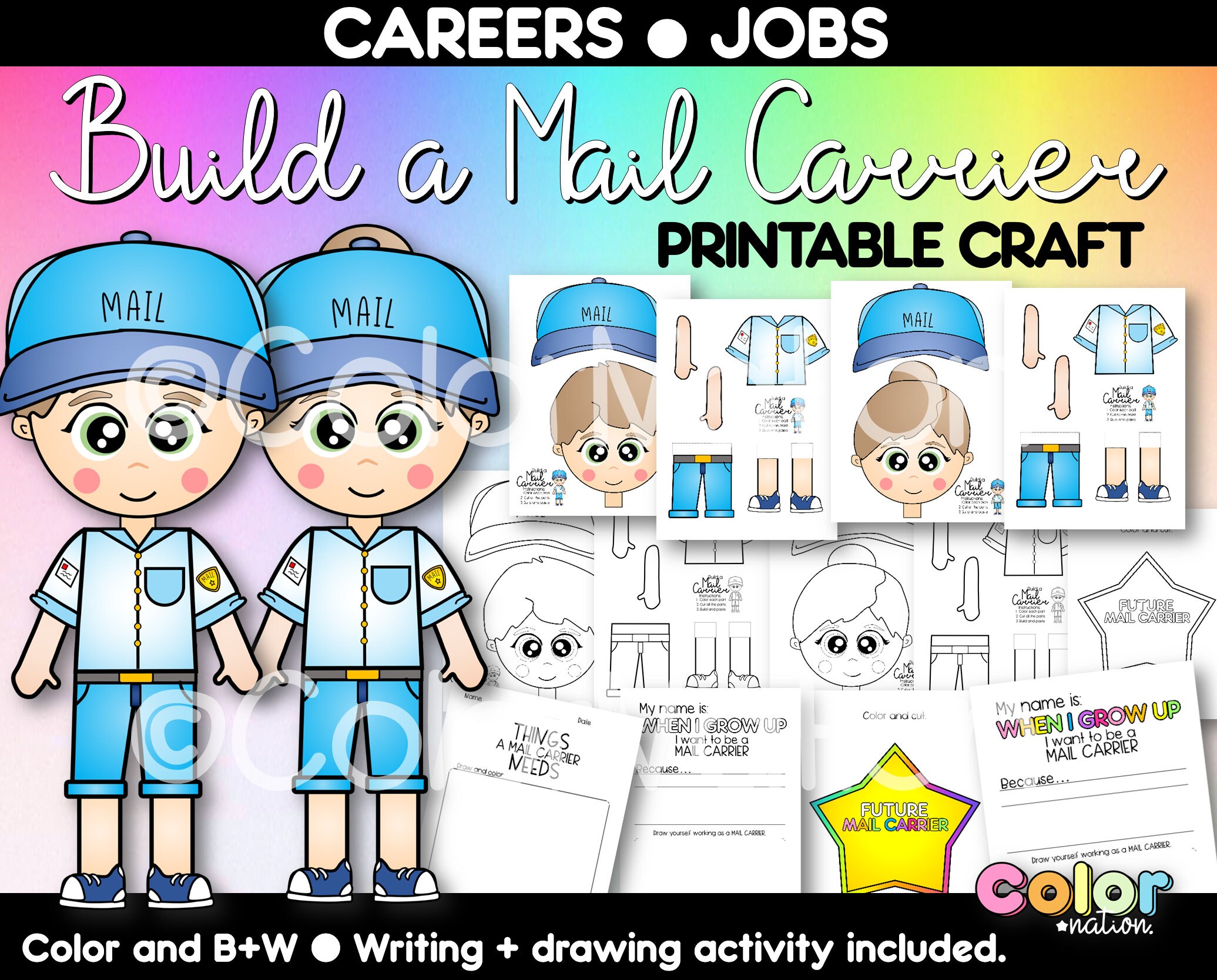 Build a Mail Carrier Craft - Career Day Activities - Community Helpers ...