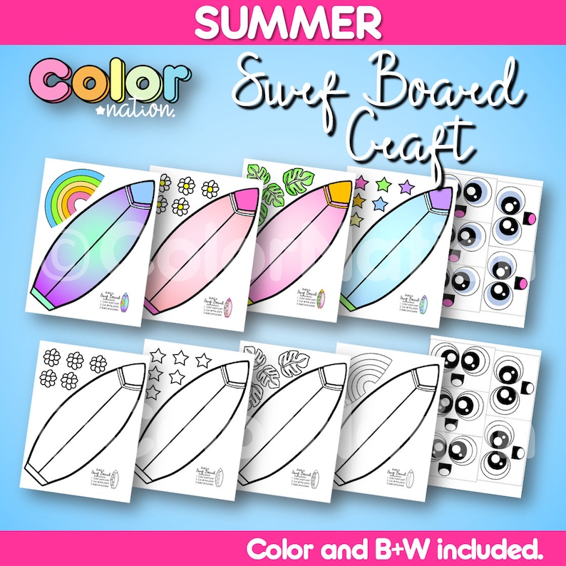 Surf Board Name Craft: Summer Bulletin Board (PDF Pattern) - Etsy