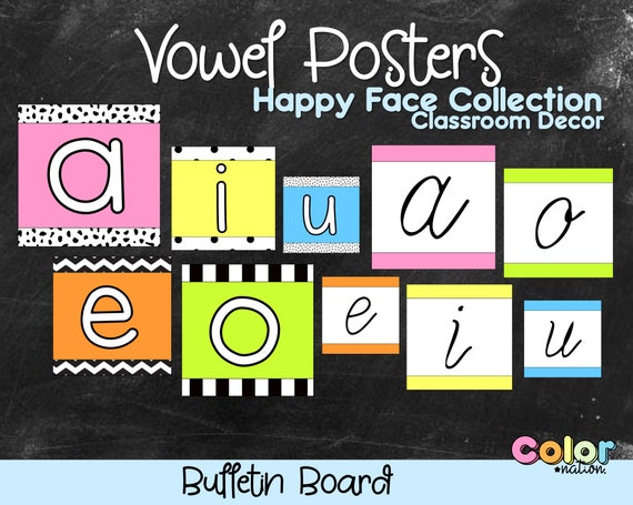 PRINT CURSIVE Set Vowel Posters Vowel Flash Cards Vowels - Etsy