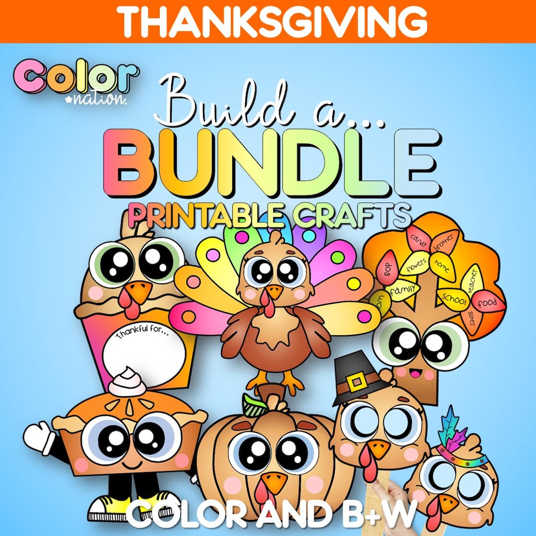 Thanksgiving Crafts Bundle Turkey, Pumpkin Pie, Fall Thankful Tree ...