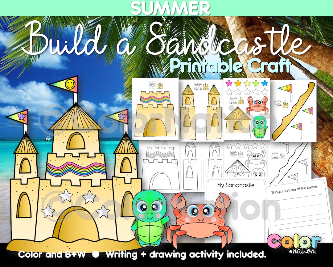 Build a Sandcastle Craft - Summer Coloring Pages - Beach Craft - End of ...