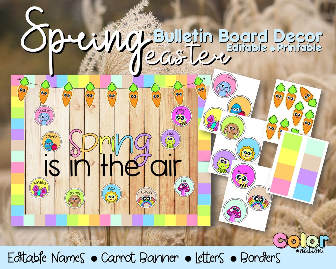 Spring/easter Bulletin Board or Door Decor - EDITABLE - Labels, Header ...