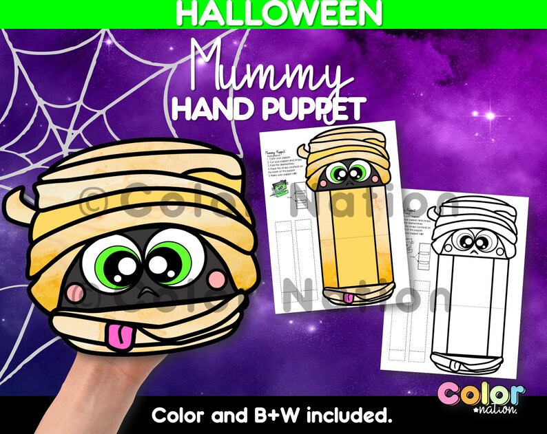 Mummy Hand Puppet Craft - Halloween Coloring Pages - Spooky Activities ...