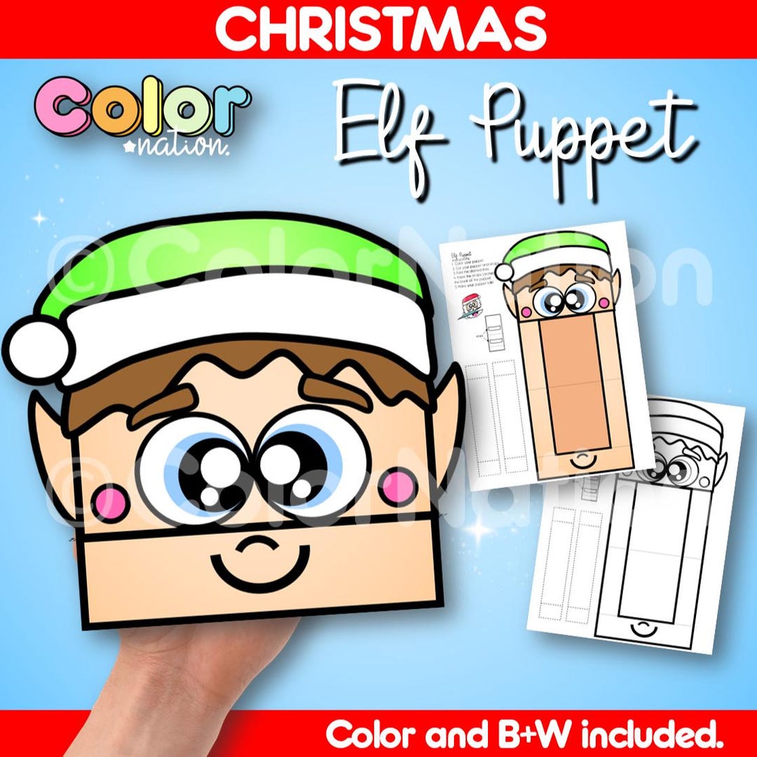 Elf Puppet Craft Christmas Activities December Bulletin Board Winter ...
