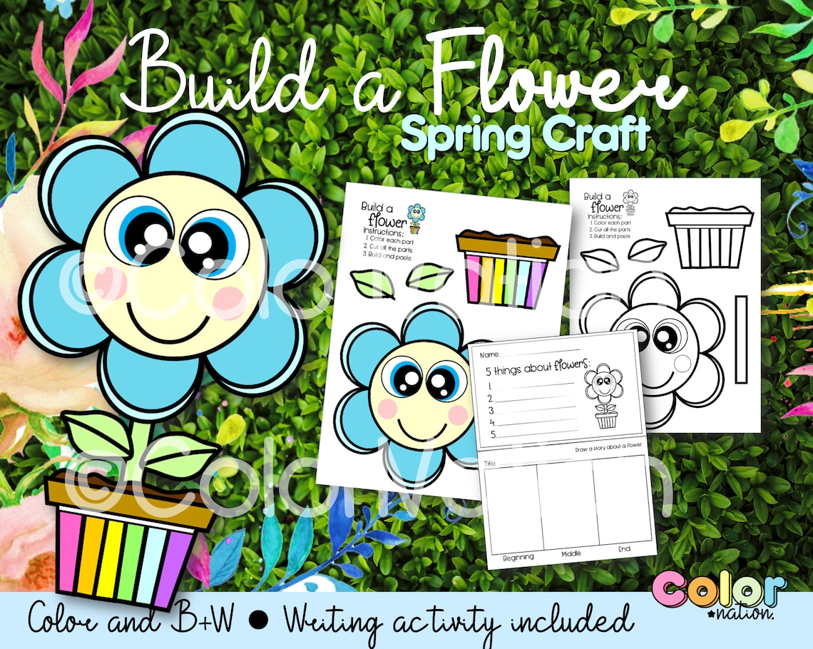 Build a Flower Printable Craft - Spring Coloring Pages - Easter Craft ...