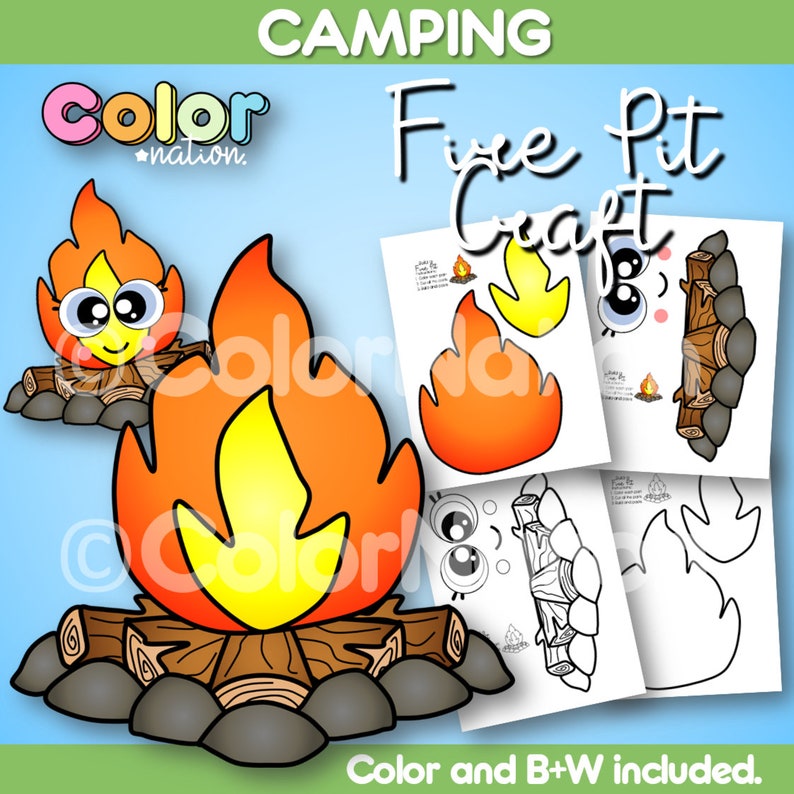Fire Pit Craft | Camping Day Theme Activities | Summer Bulletin Board ...