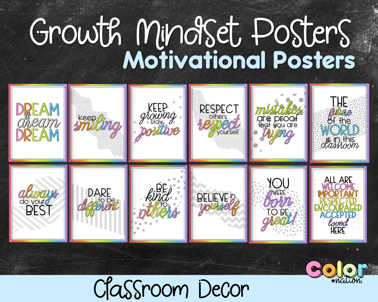 Growth Mindset Classroom Posters | Classroom Decor | Motivational ...