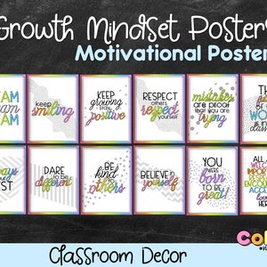 Growth Mindset Classroom Posters | Classroom Decor | Motivational ...