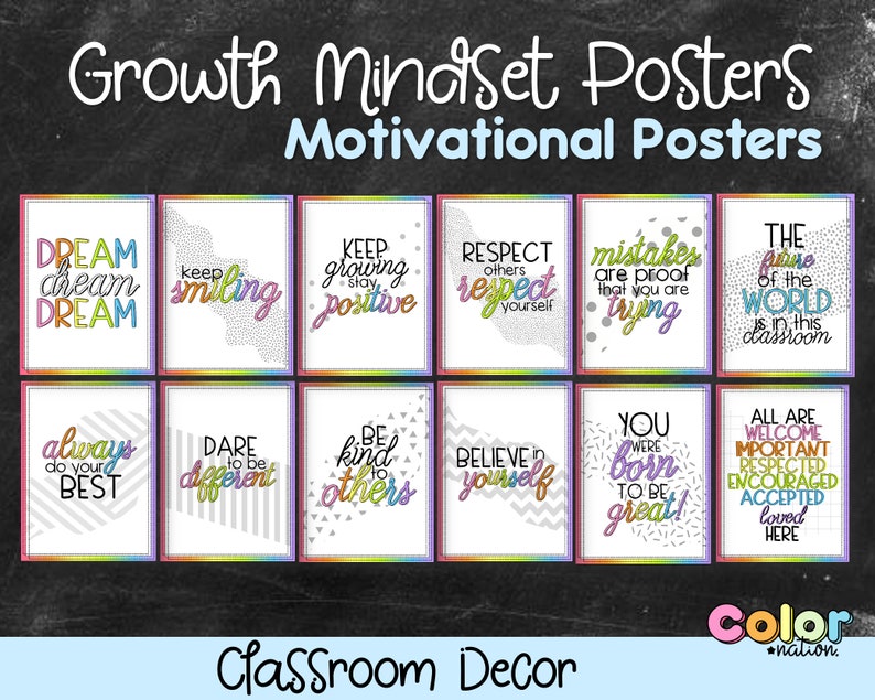 Growth Mindset Classroom Posters | Classroom Decor | Motivational ...