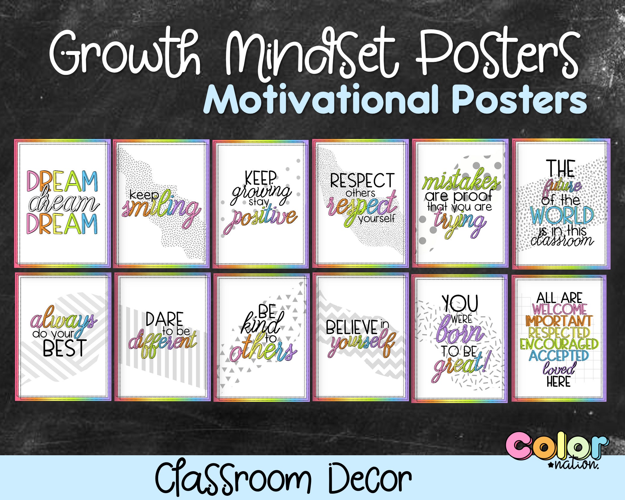 Growth Mindset Classroom Posters | Classroom Decor | Motivational ...
