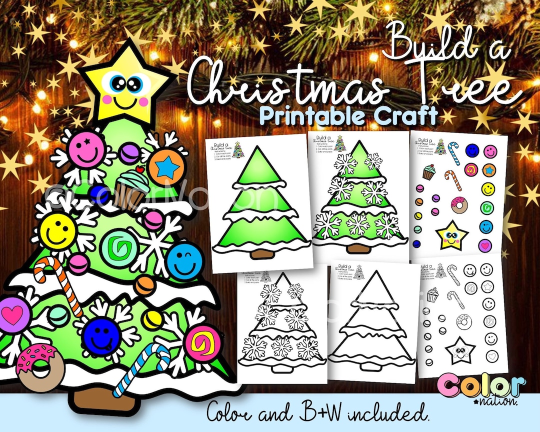 Build a Christmas Tree Printable Craft, Christmas Activity, Chistmas ...