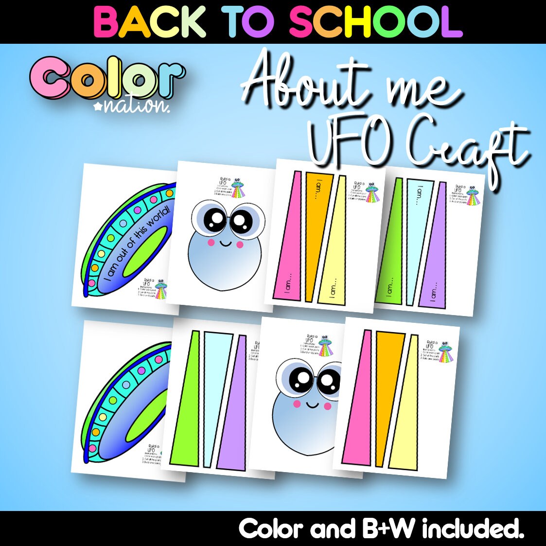 Back to School About Me UFO Spaceship Craft Kindergarten Bulletin Board ...
