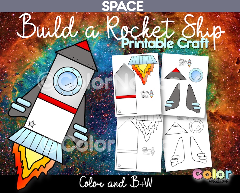 Build a Rocket Ship Printable Craft - Spaceship - Outer Space Coloring ...