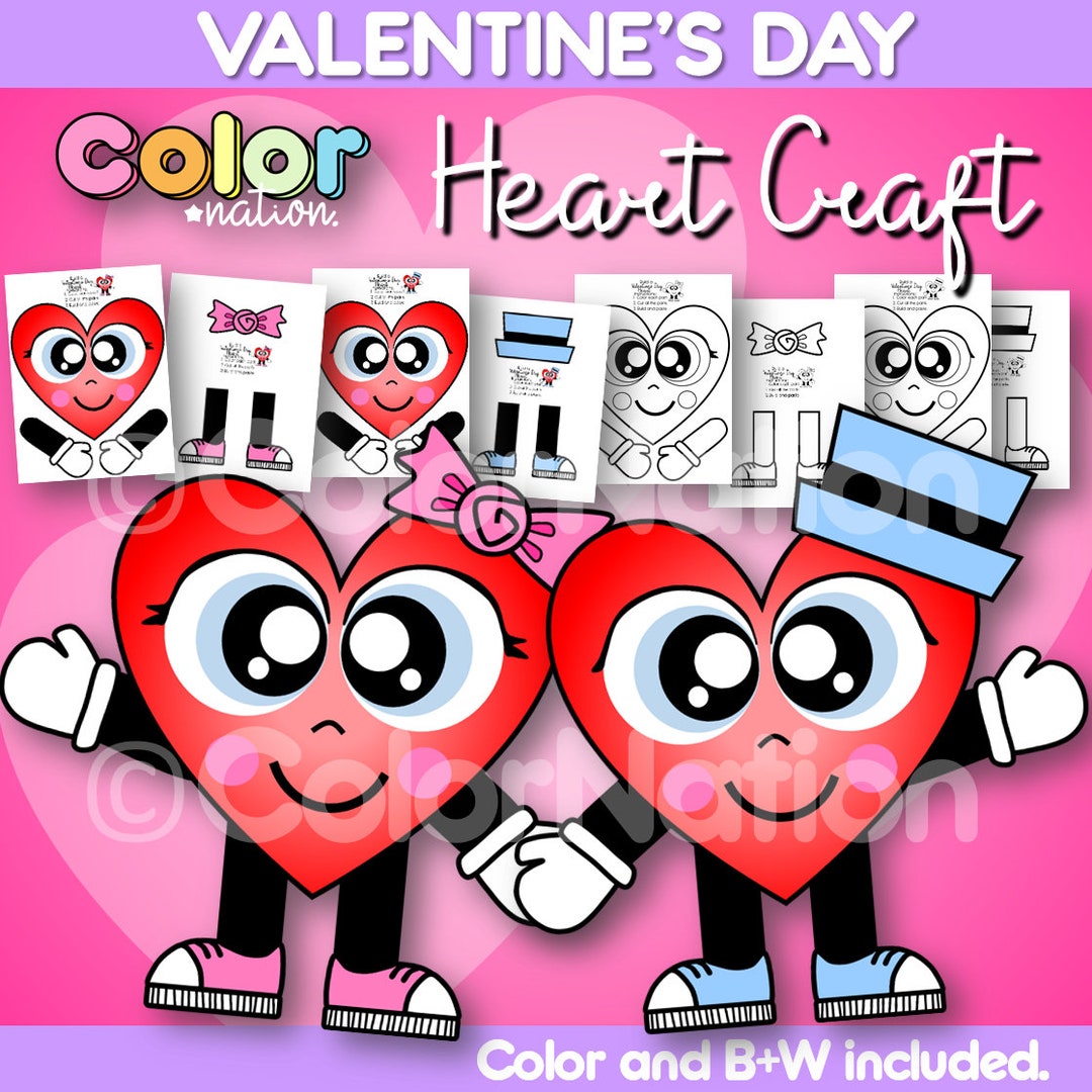 Valentine's Day Heart Craft Activity, February Activities, Bulletin ...
