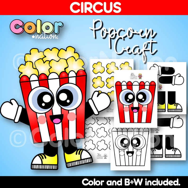 Circus Popcorn Craft Bulletin Board Circus Carnival Theme Kindergarten ...