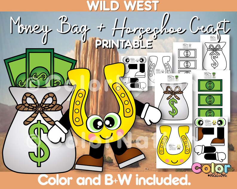Money Bag + Horseshoe Craft | Wild West Activities | Western Craft | St ...