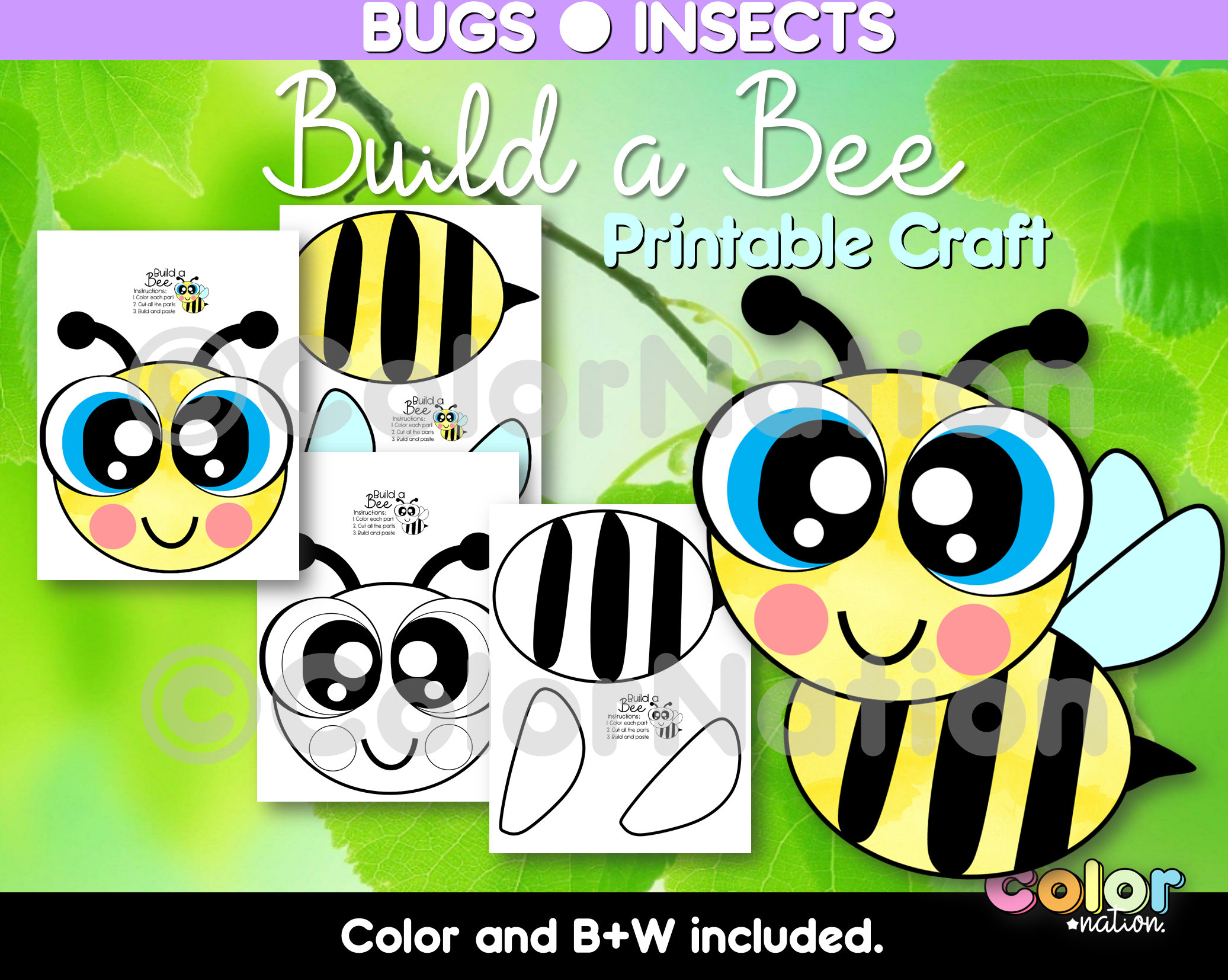 Bugs and Insects Crafts Bundle: Spring Coloring Pages - Etsy