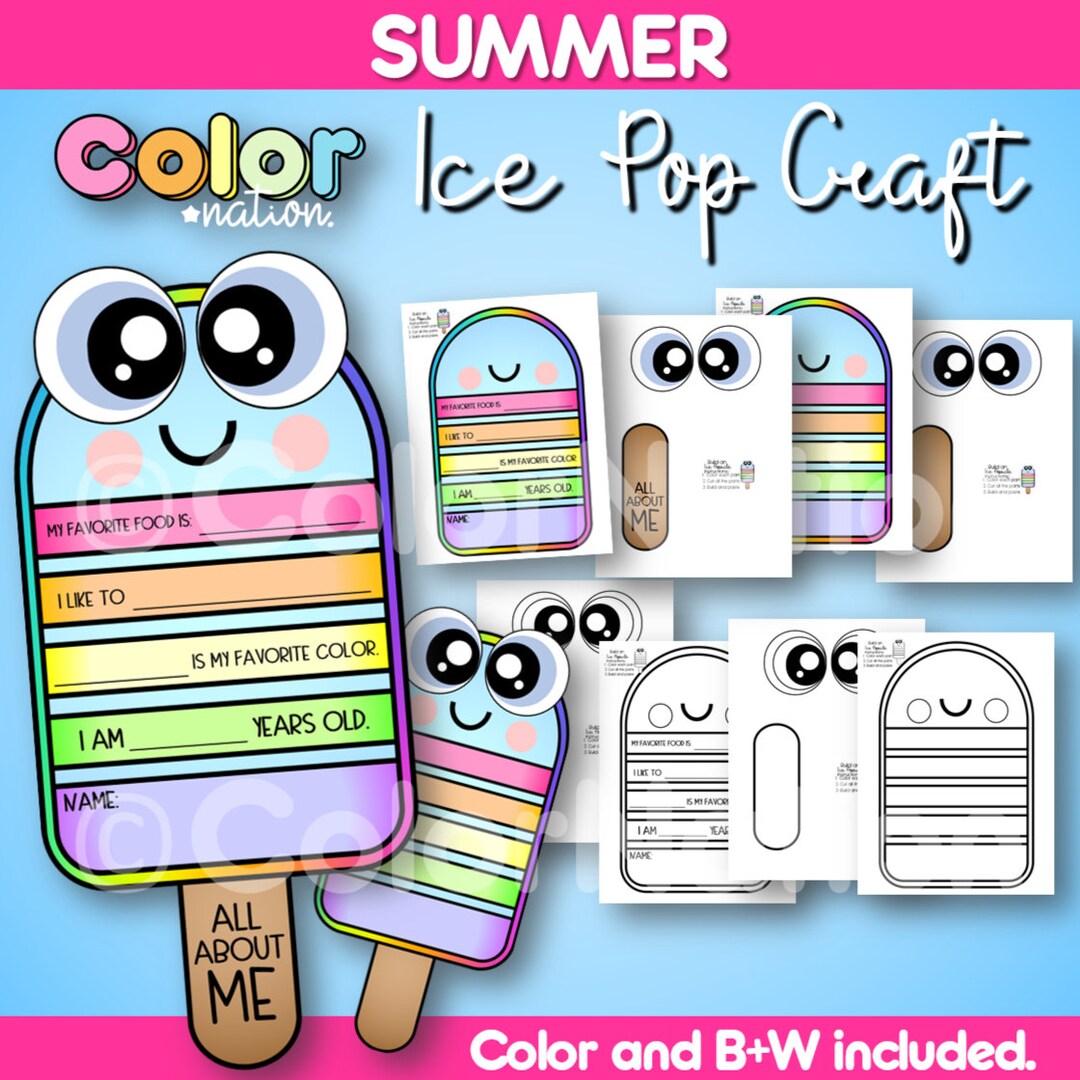 Ice Pop Summer Craft Back to School All About Me Bulletin Board ...
