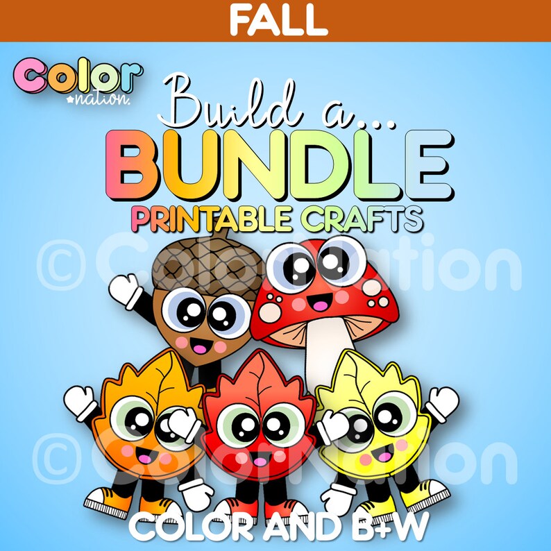 Fall Crafts Bundle Leaf Acorn Mushroom Name Craft Kindergarten Bulletin ...