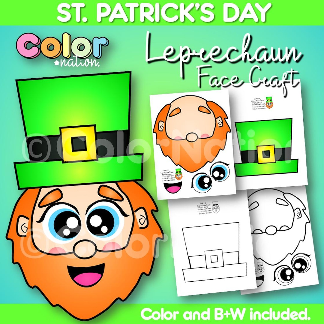 St. Patrick's Day Craft | Leprechaun Face Craft March Bulletin Board ...