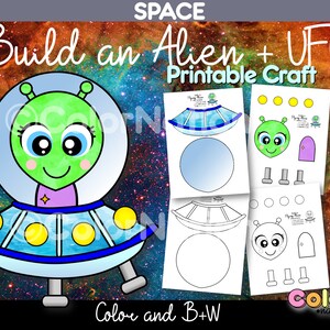 Build an Alien + UFO Printable Craft - Spaceship - Outer Space Coloring ...