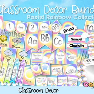 Classroom Decor Bundle Pastel Rainbow Collection - Bulletin Board ...