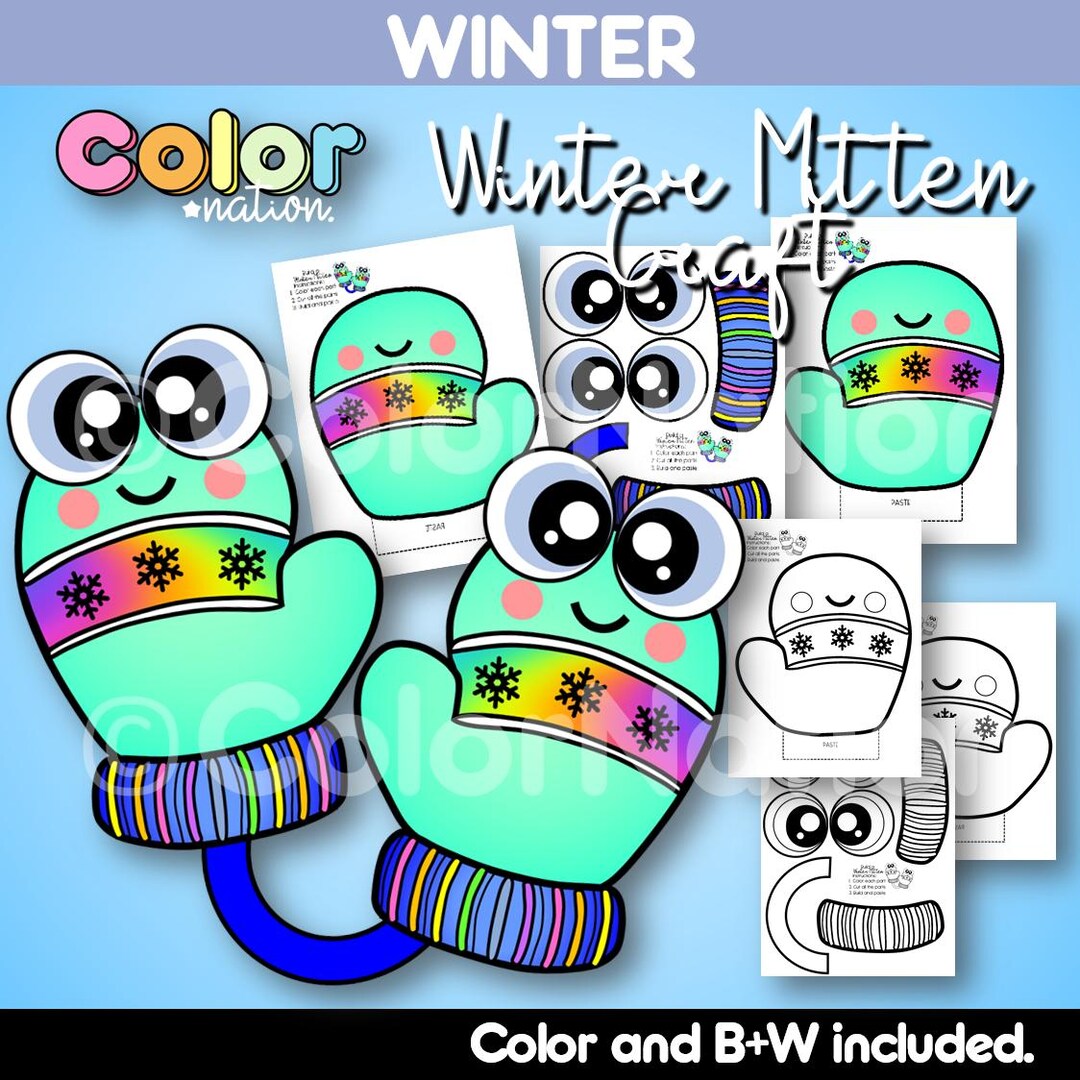 Mitten Craft Snow Winter Activities December Bulletin Board ...